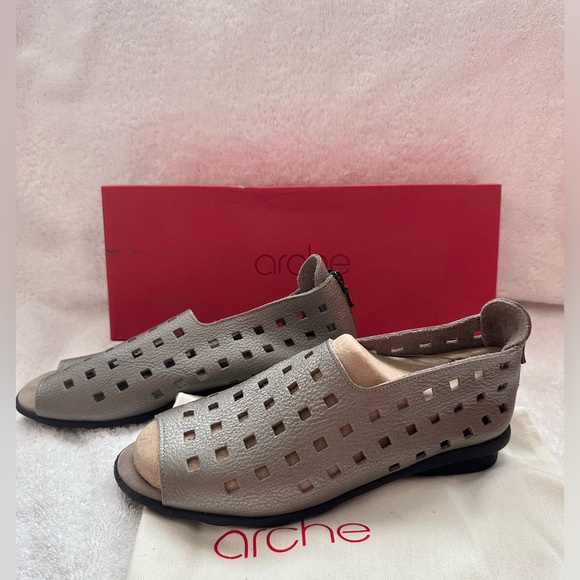 Arche | Shoes | Arche Drick Perforated Leather Slip On Open Toe Comfort ...